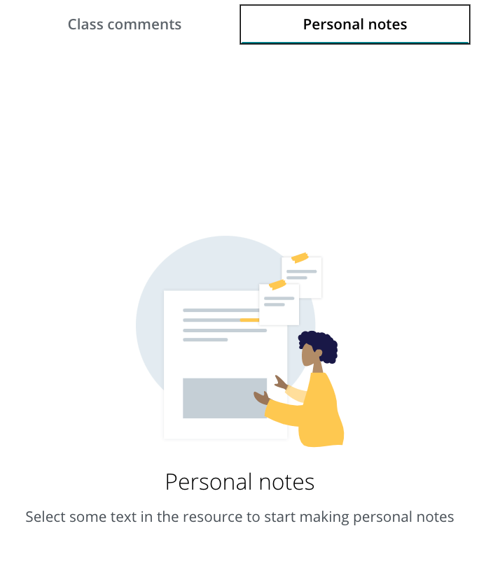 Switching between class comments and personal notes – Talis Aspire