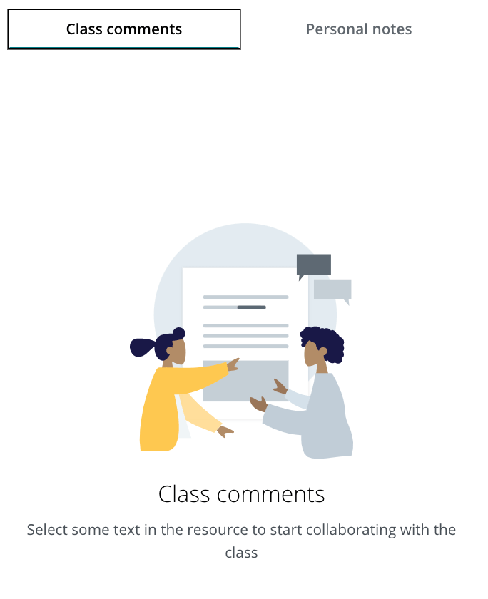 Switching between class comments and personal notes – Talis Aspire