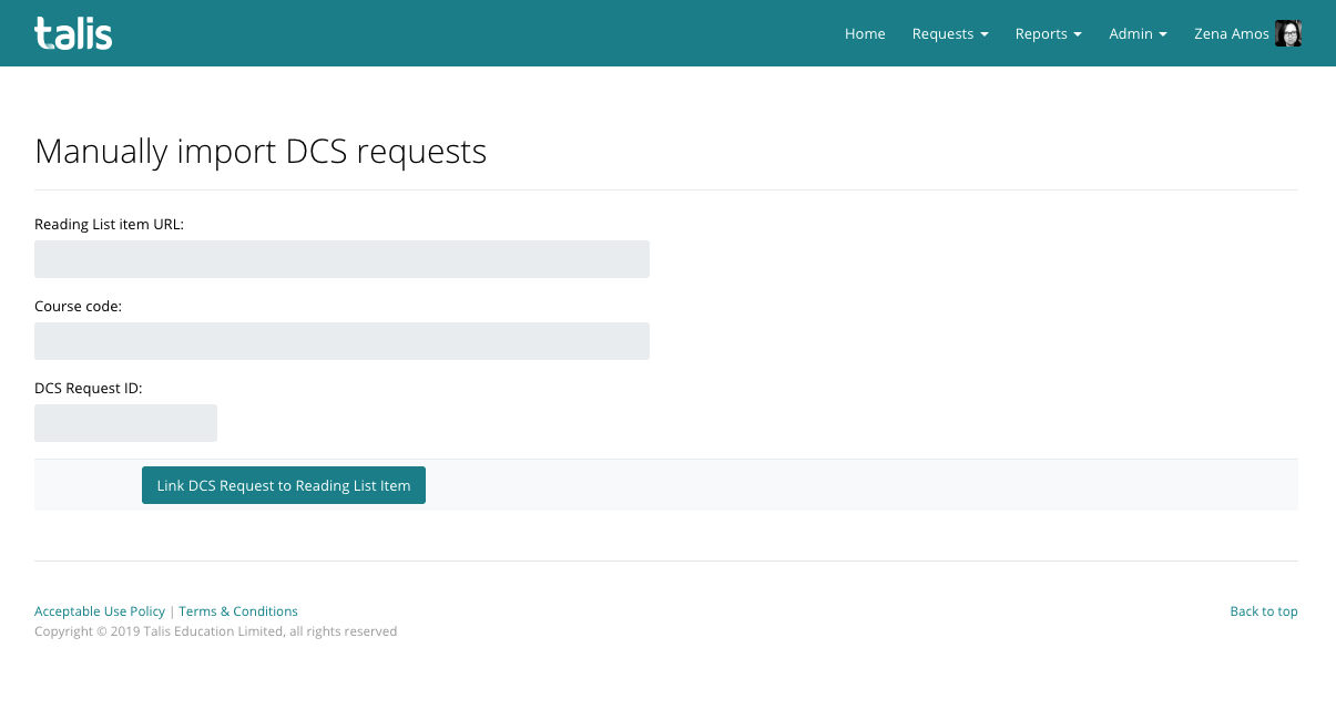 Talis Aspire DCS Integration Manual Synchronisation for Existing ...