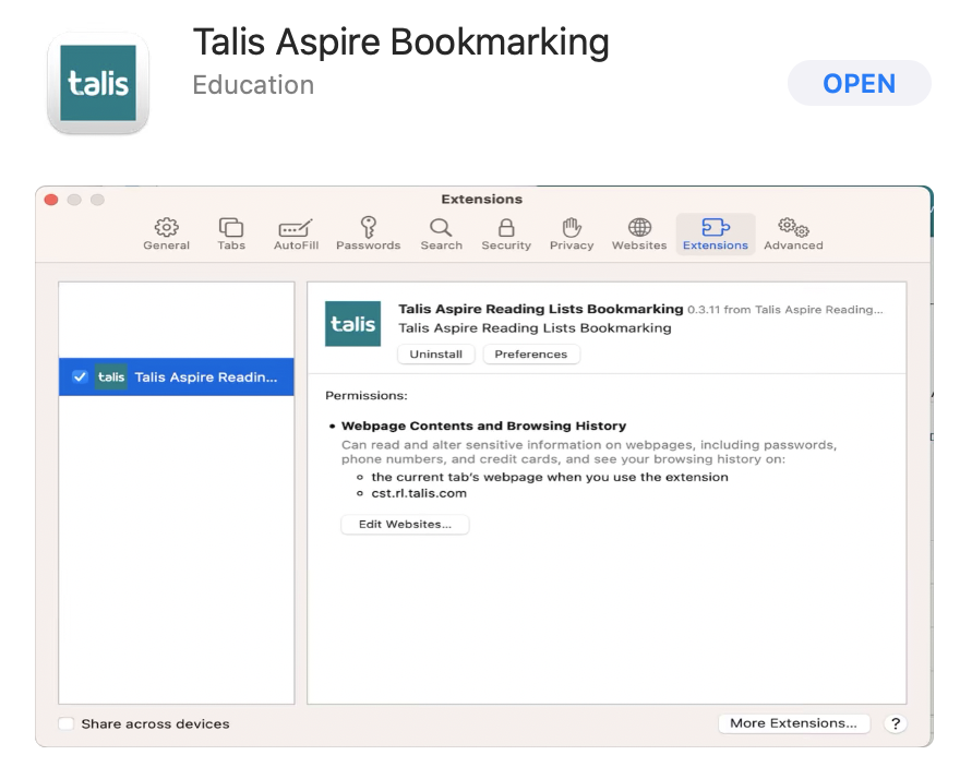 Installing and using a bookmarking extension – Talis Aspire
