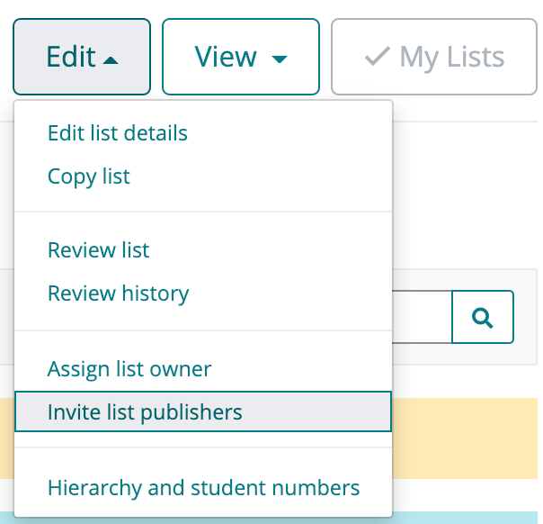 Invite list publishers to a specific list – Talis Aspire