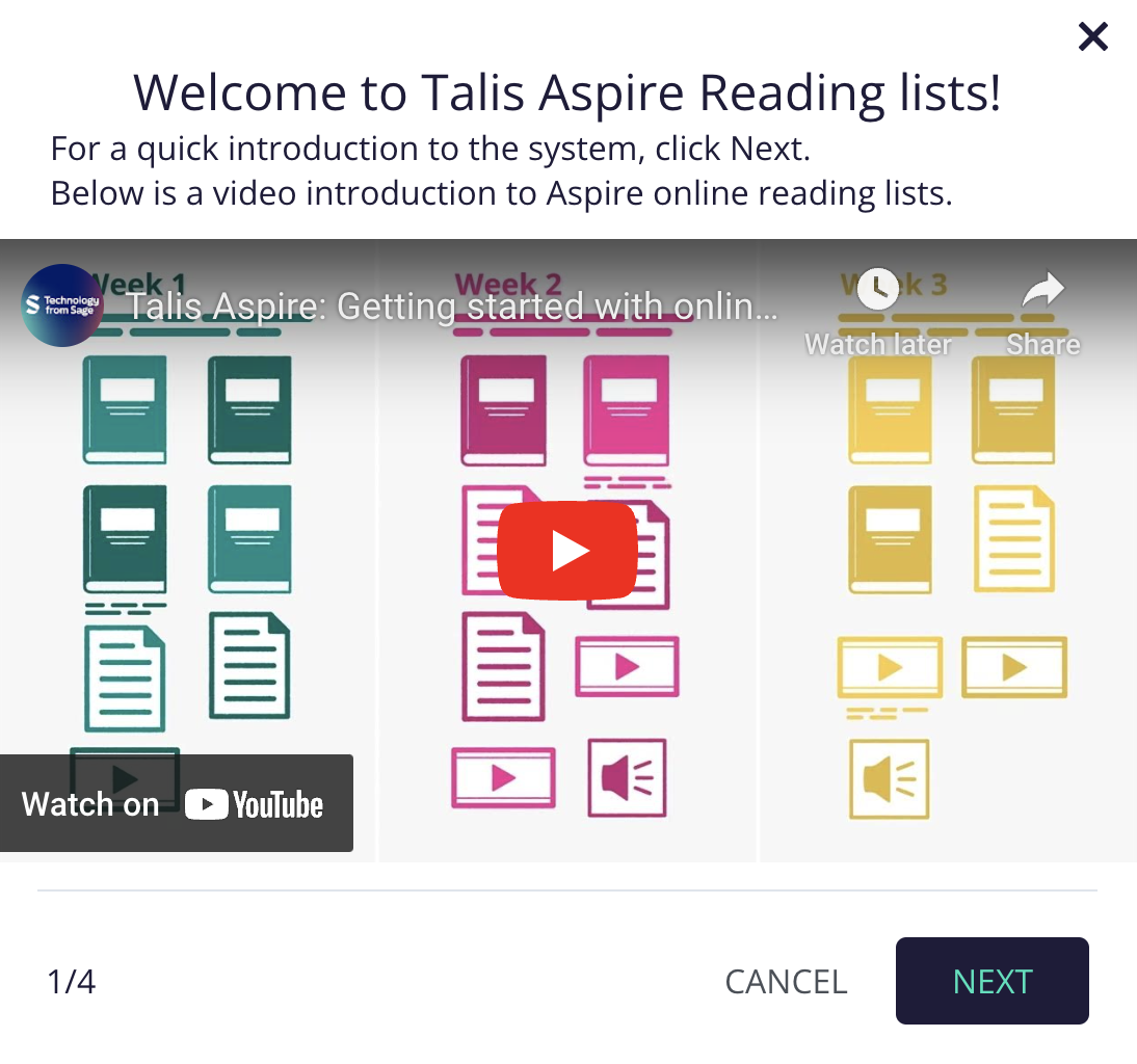 Onboarding guides in Talis Aspire – Talis Aspire